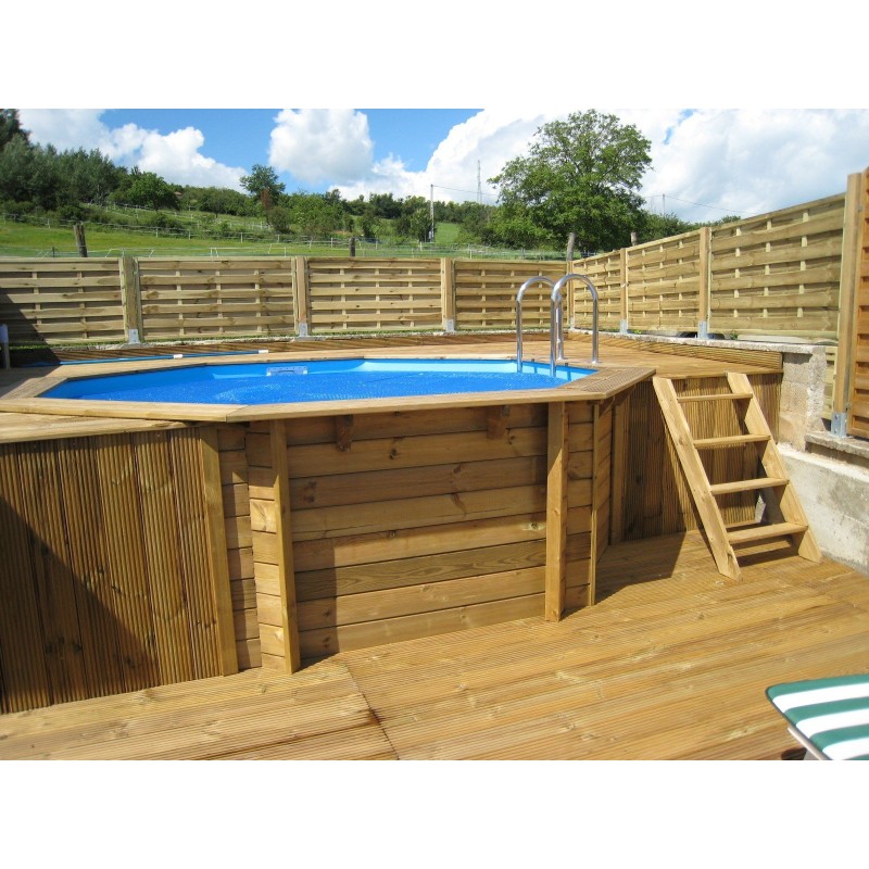 Piscine Ronde Ocea 430x120 liner bleu - Piscine hors sol bois