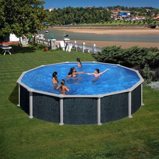 Piscine hors sol acier ronde aspect rattan - Piscine hors sol acier